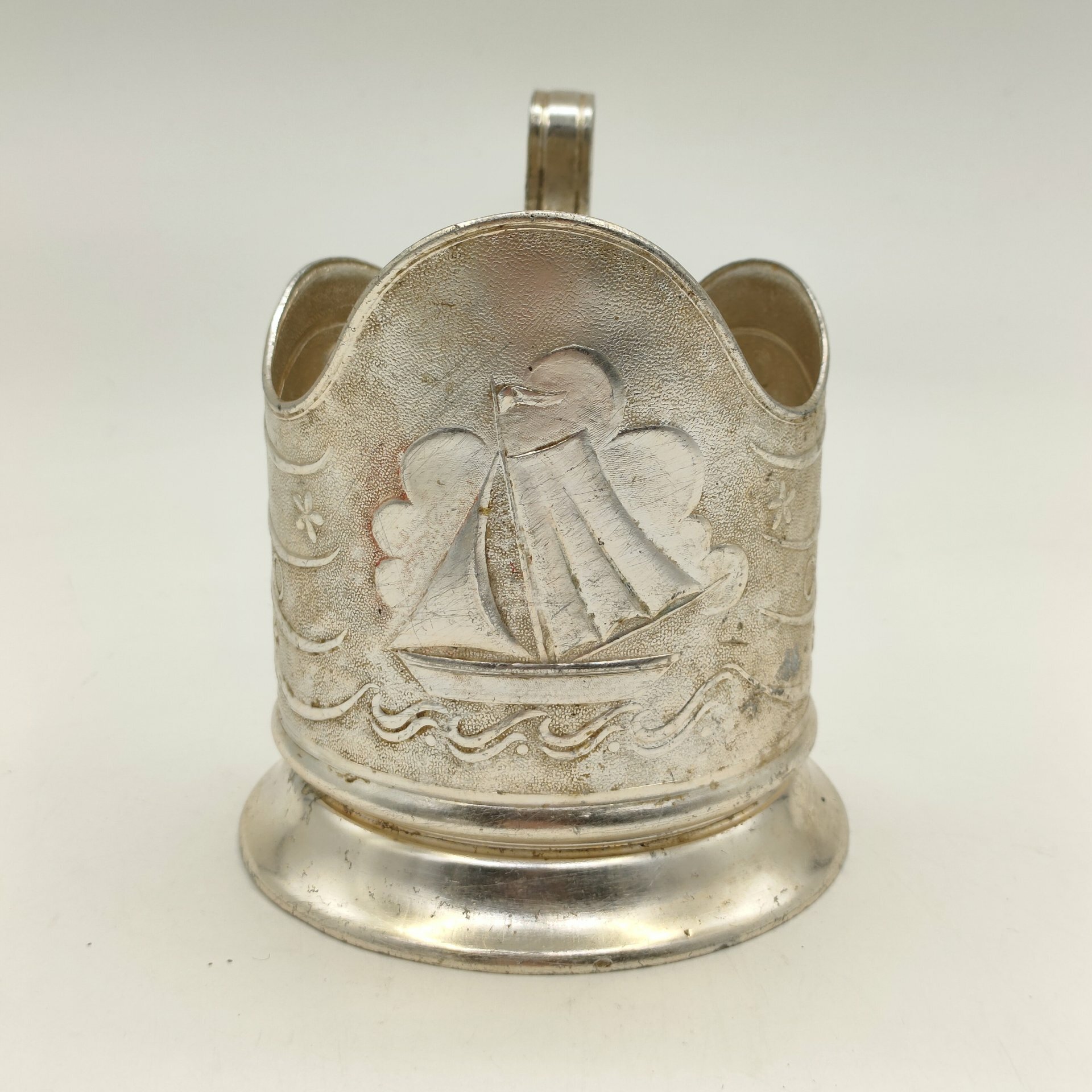 Подстаканник "Парусник", алюминий, Завод «Красный штамповщик», СССР, 1963-1973 гг.