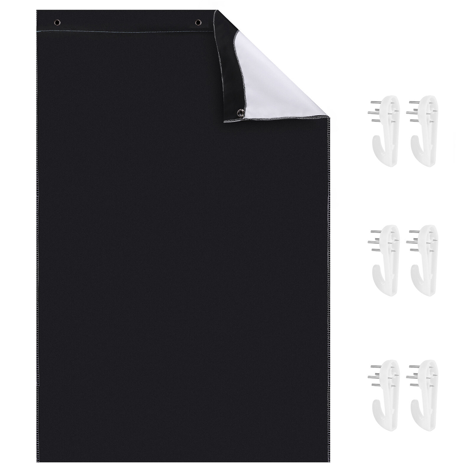 2*3 Meters/7*10 Feet Задний Фон Двухцветный Машинокомнатный Материал Полиэстер Хлопок С Петлями Для Висения и 6 Пьедесталов Для Видео Фотографии Игр Лайв Трансляций Черно-белый 2-в-1