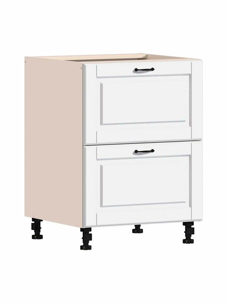 Кухонный модуль Столплит Регина РСЯ-60 напольный, с ящиками, ЛДСП, МДФ, Песочный/ Белый, 60х82х56 см