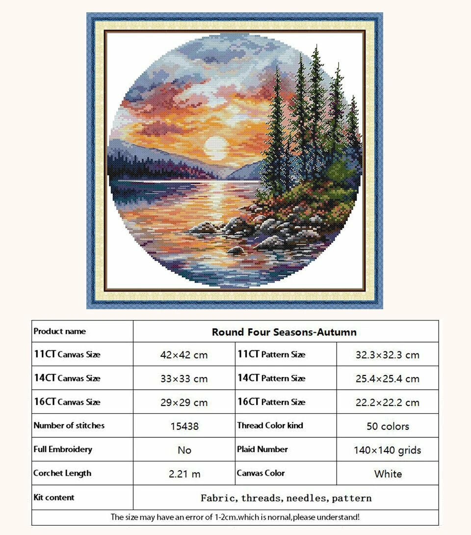 Набор для вышивки крестом Joy Sunday «Четыре сезона» Autumn, 16CT picture printed