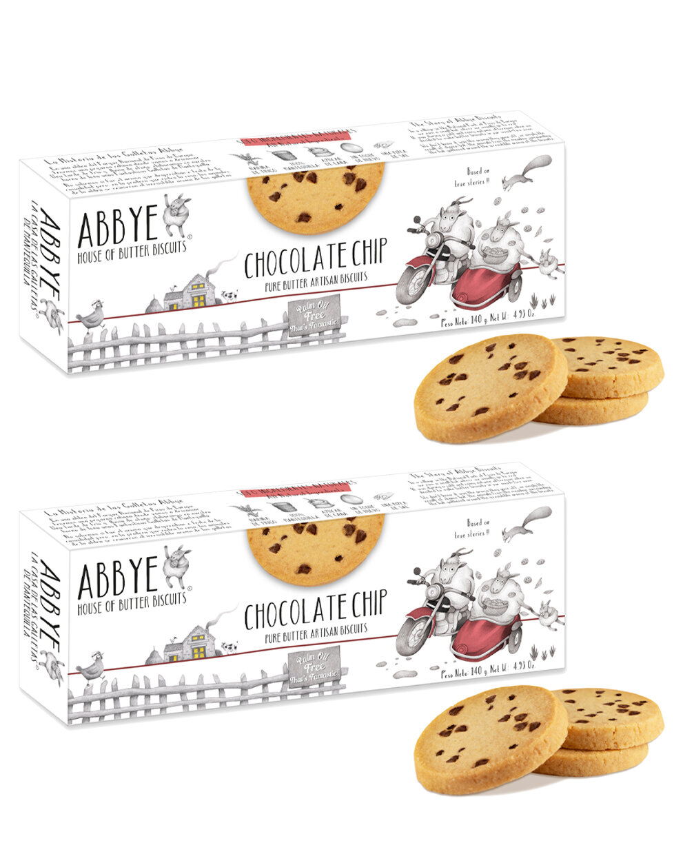 Печенье песочное ABBYE со сливочным маслом с кусочками шоколада 140 г x 2шт