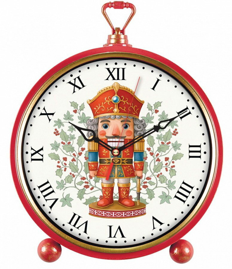 Часы настенные интерьерные "Щелкунчик", настольные, бесшумные, плавный ход, 26x32 см, красные