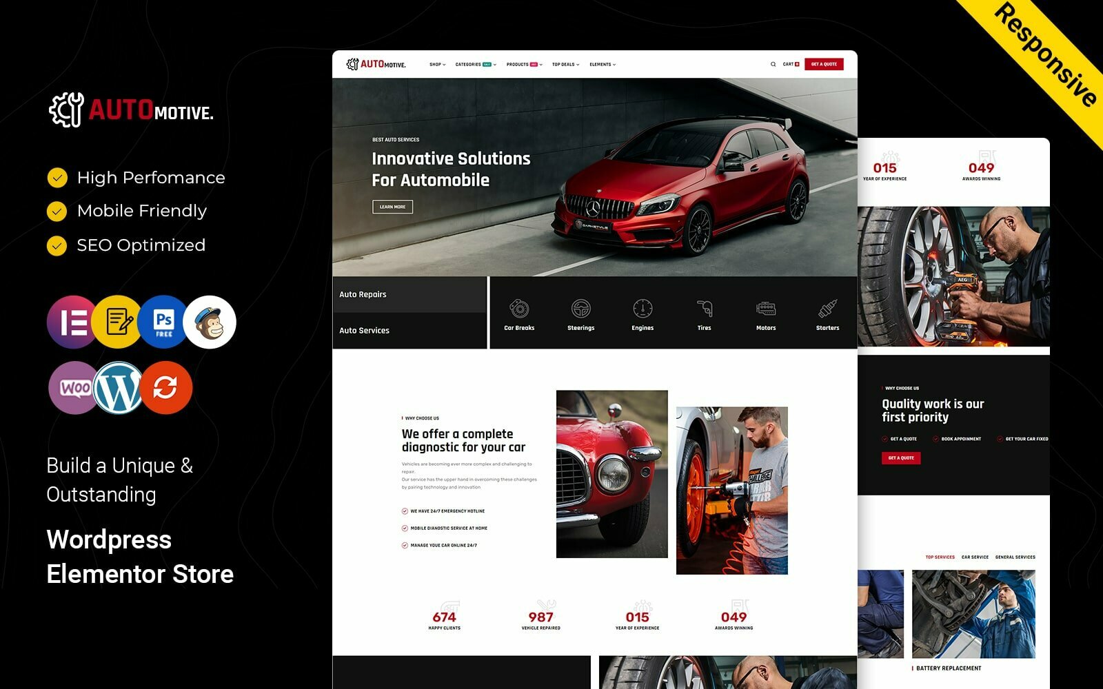 Подарочный сертификат на Шаблон для сайта Вордпресс с демоконтентом Automotive - Auto Mechanic and Car Repair WordPress Elementor Theme WordPress Theme
