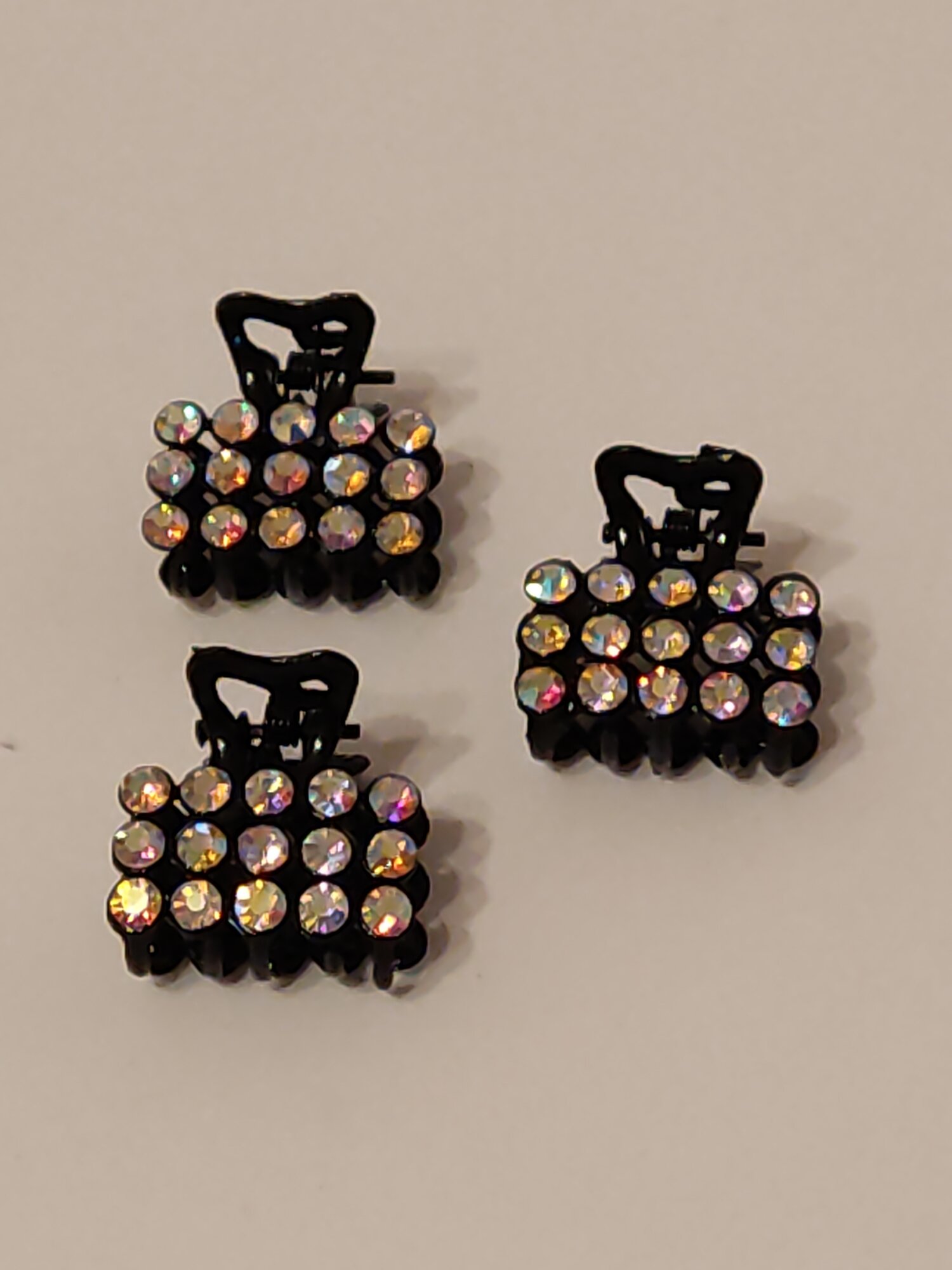 Набор крабов для волос "Сияние", металл, стразы, 2.5 см, 3 штуки, черный