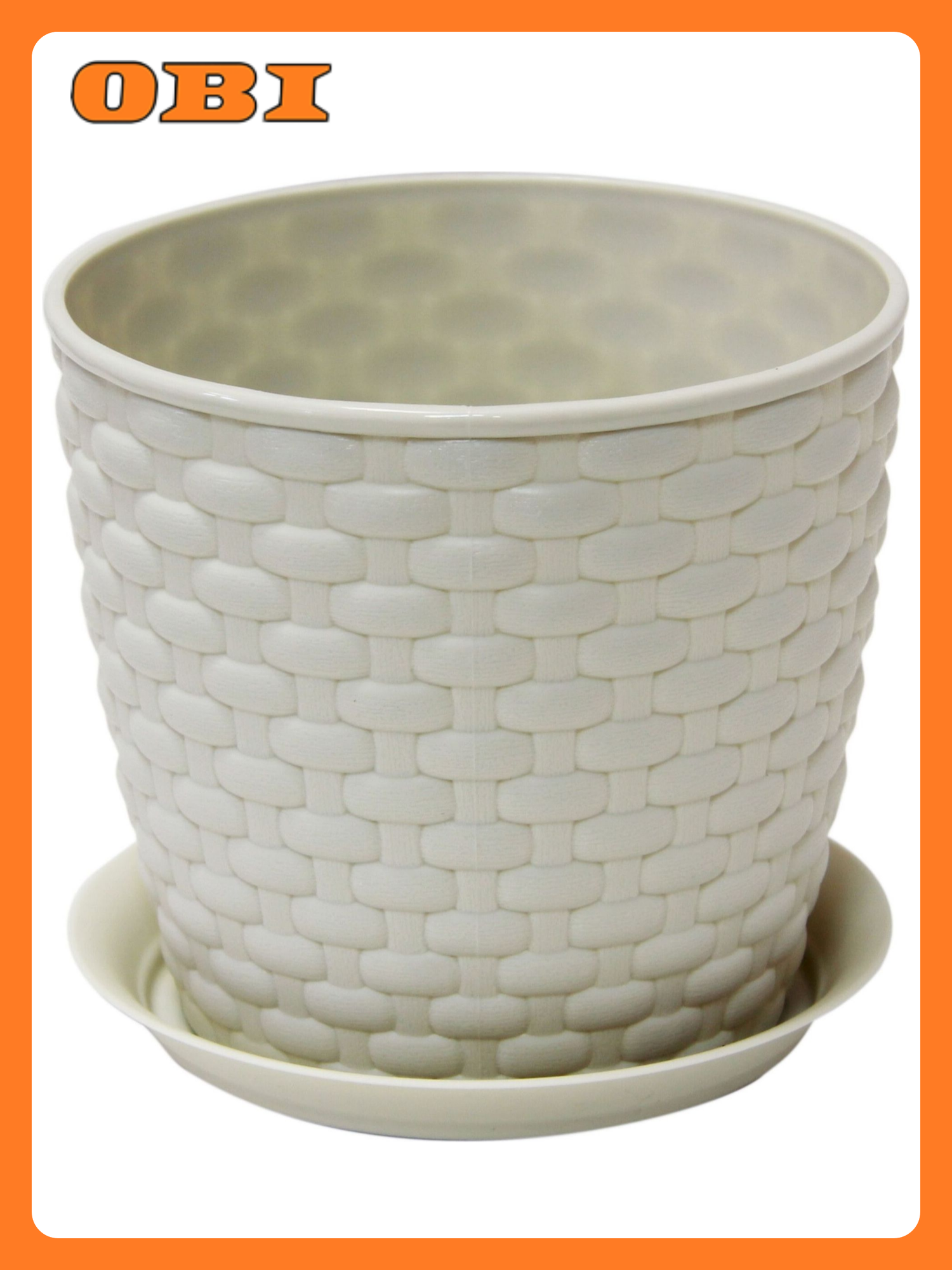 Кашпо IDEA Ротанг d13,5 см 1 л полипропиленовое белое с поддоном