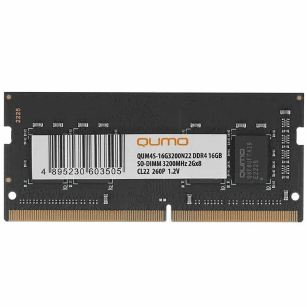 Qumo Модуль памяти DDR4 SODIMM 16GB QUM4S - 16G3200N22 PC4 - 25600, 3200MHz OEM RTL