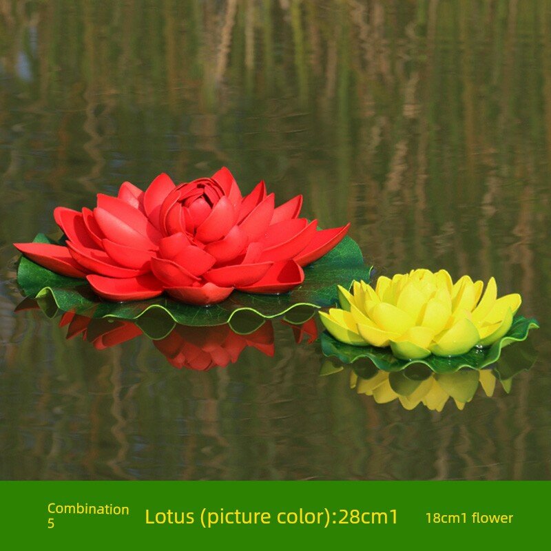 Искусственный цветок лотоса для пруда, аквариума, ландшафтного дизайна, плавающий декор, пластиковый искусственный