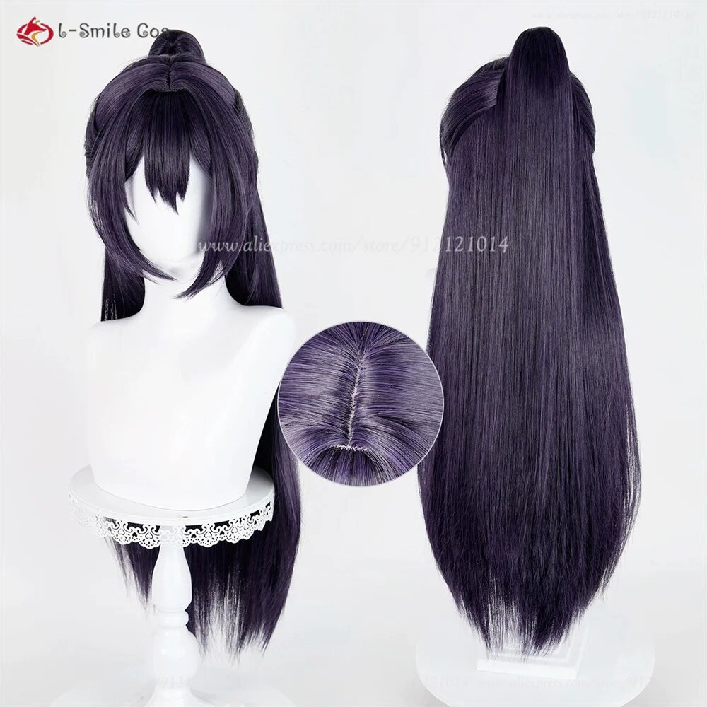 Игра Hong Lu Косплей Парик 80 см Темно-фиолетовый Серый Парики Для Женщин Мужчин Косплей Аниме Парик Термостойкие Синтетические Волосы Хэллоуин