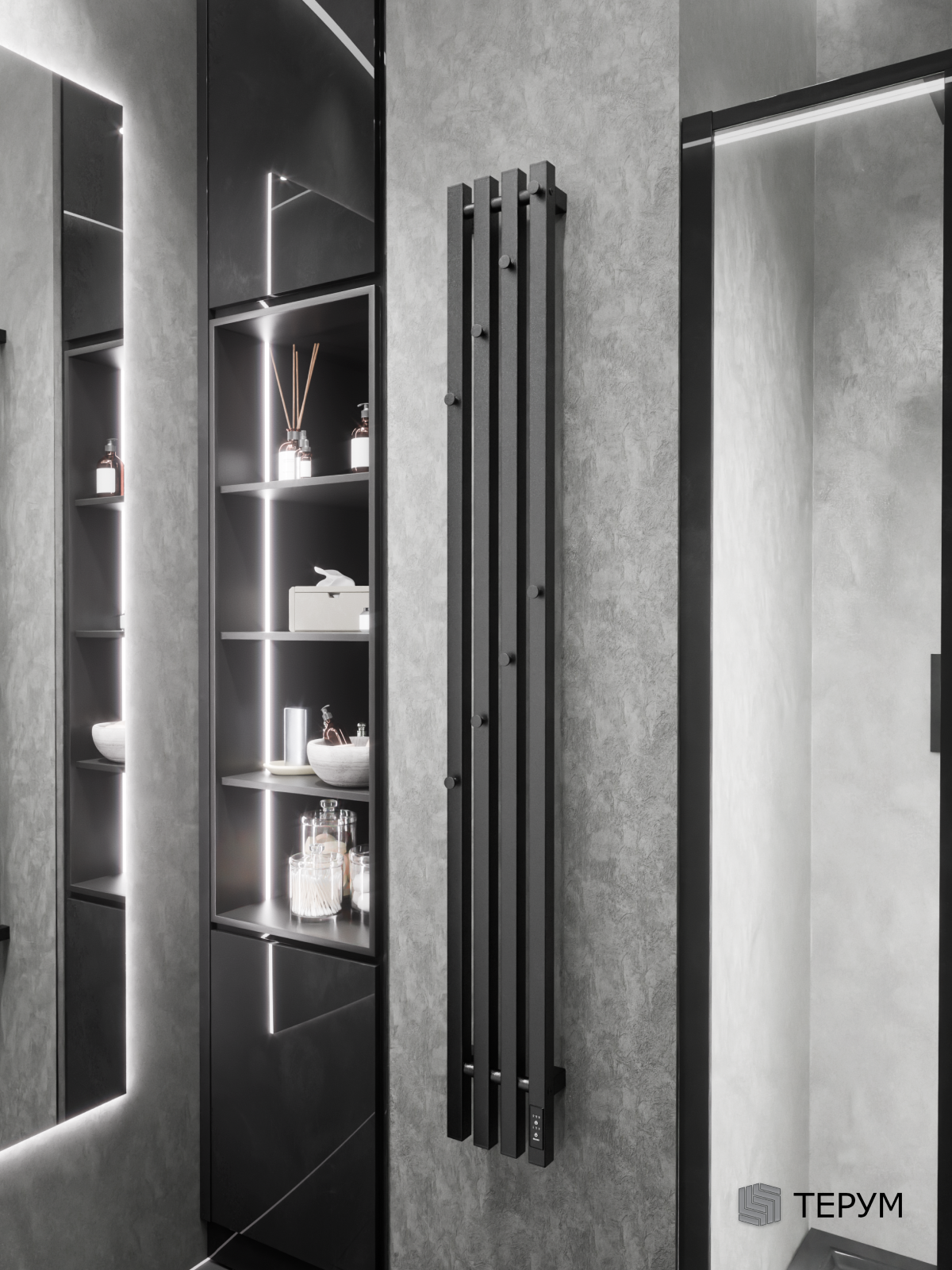 Полотенцесушитель электрический черный вертикальный MarcoPRO4 150