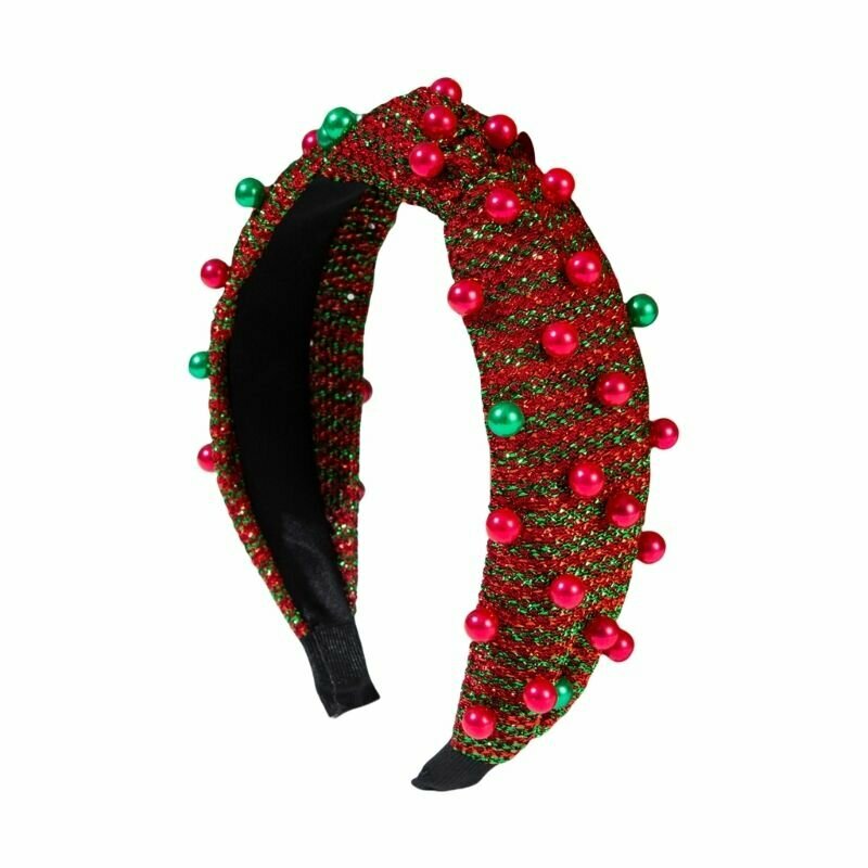 Рождественская повязка на голову - в красную и зеленую полоску