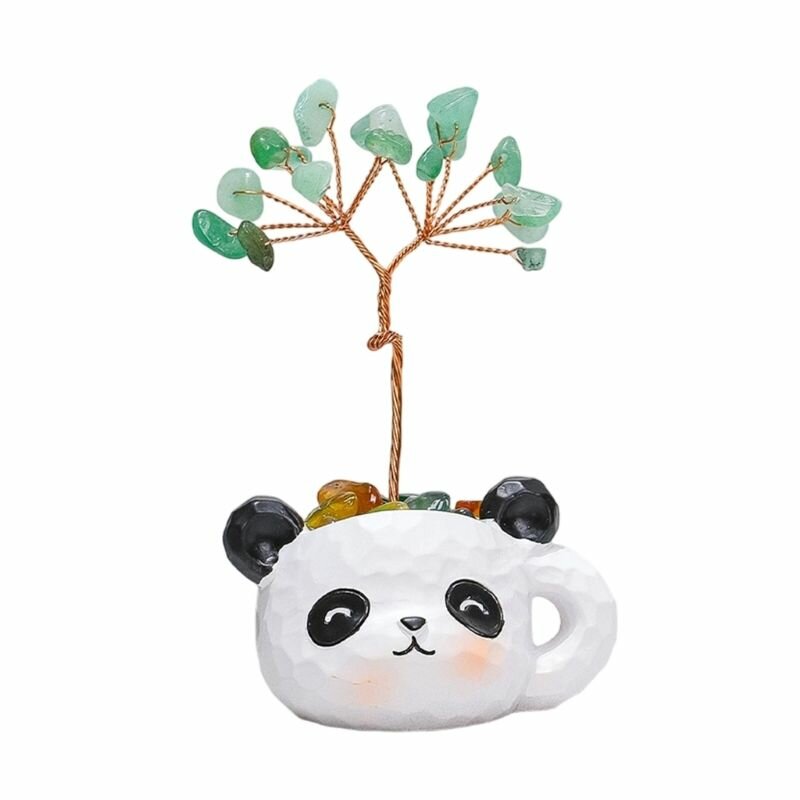 Украшение Для Домашнего Хрустального Дерева-Панда Зеленый Кристалл 2 Ветви