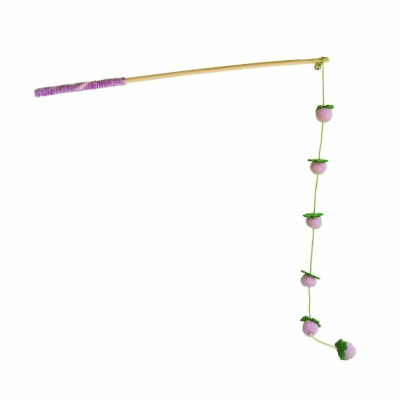 Плодоносящий бионический фруктовый войлочный шарик с длинной забавной кошачьей палочкой-фиолетовый