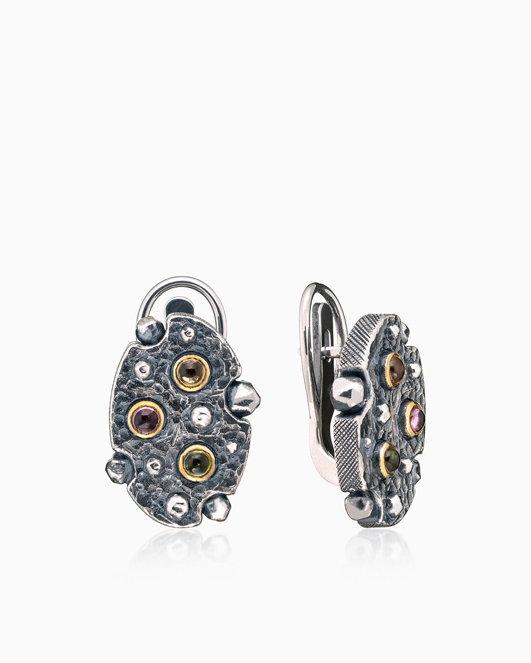Серьги, серебро, 925 проба, турмалин