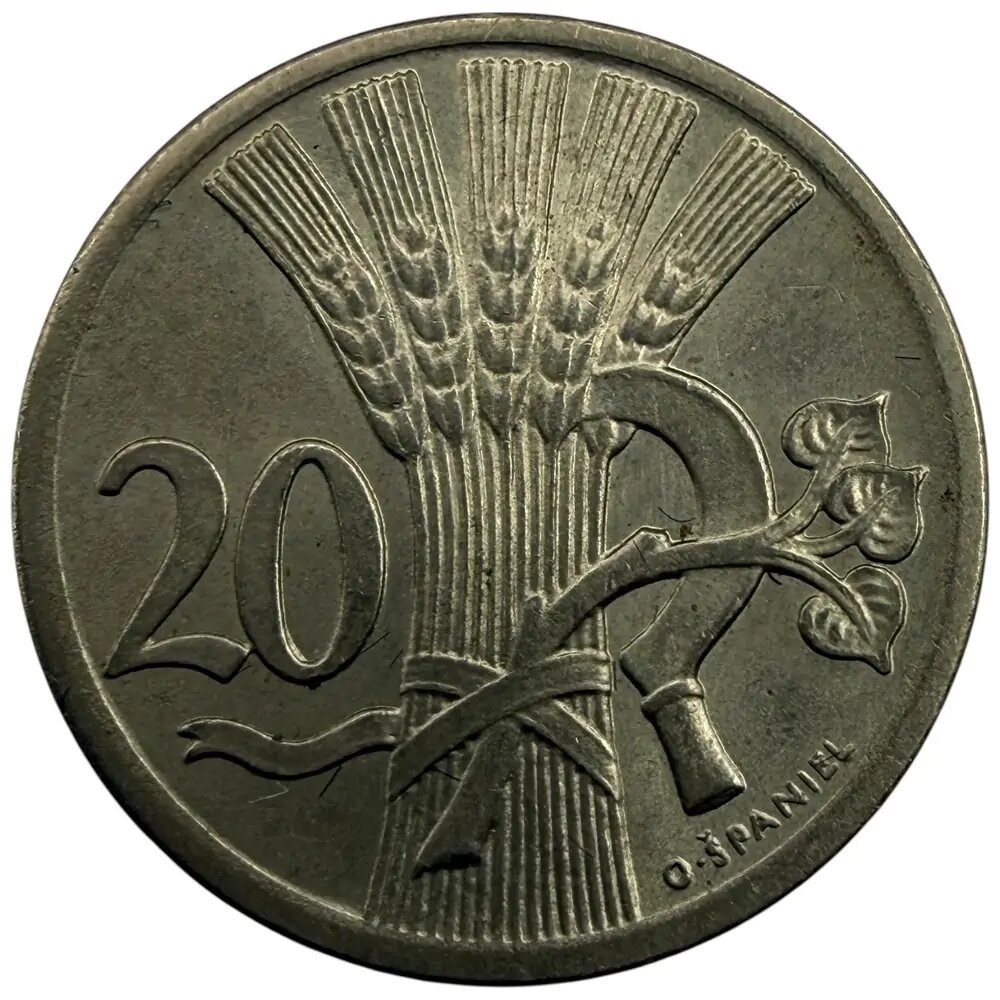 Чехословакия 20 геллеров 1928 г.