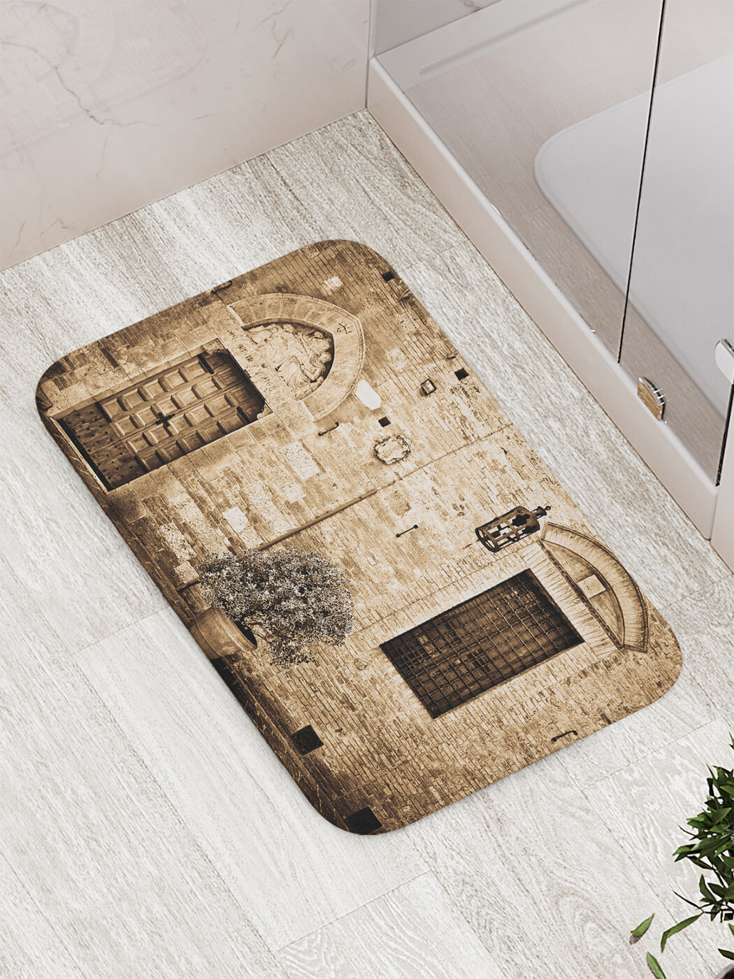 Коврик для ванной комнаты, туалета "Каменный дом" противоскользящий, 52х77 см, JoyArty