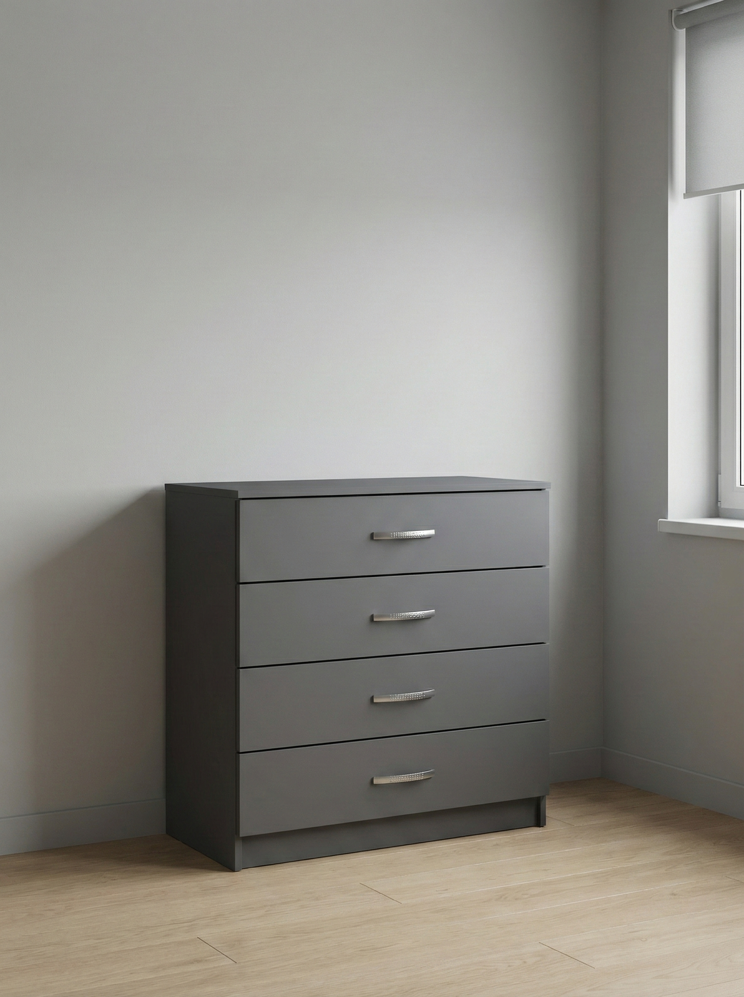 Комод Капри-5 с 4 ящиками и 4 ручками, ШхГхВ: 81х43х83 см, графит