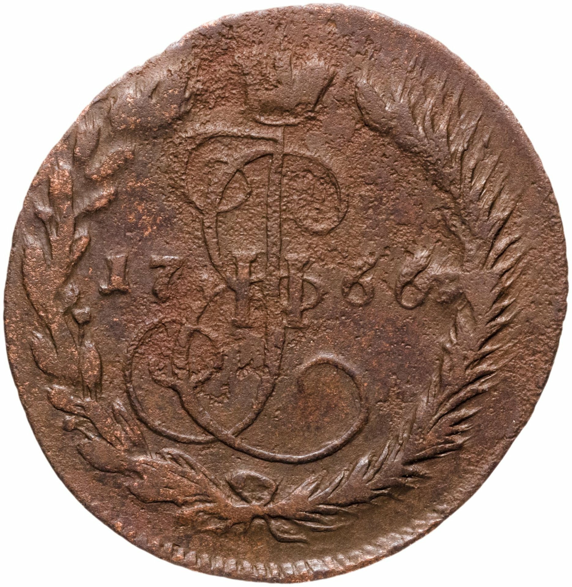 Денга 1766 ЕМ, Медь, в сохранности VF