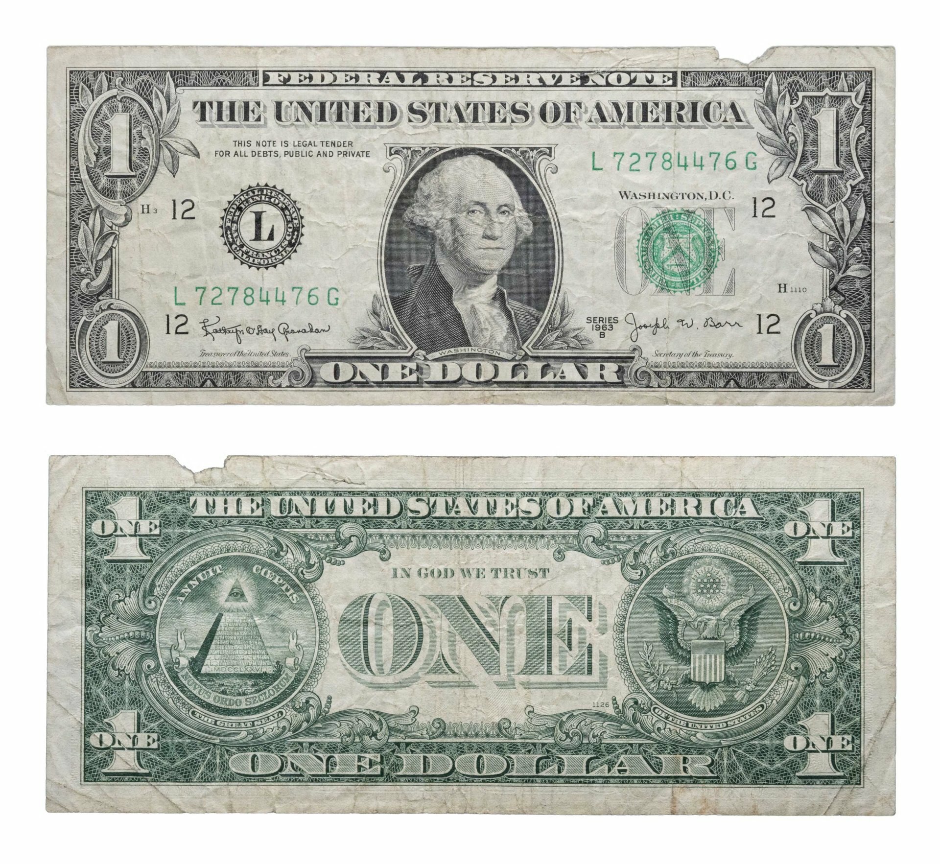 США 1 доллар 1963 B