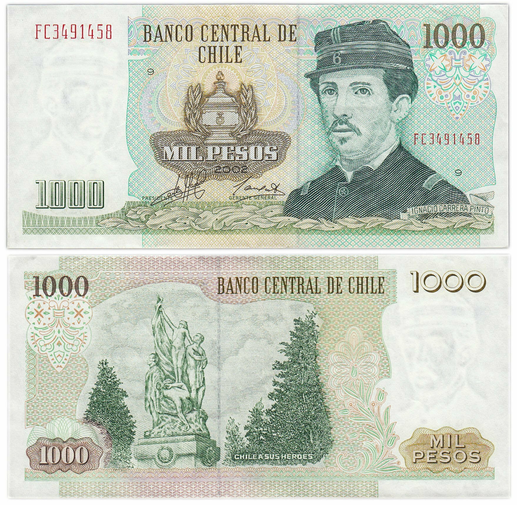 Чили 1000 песо 2002 Pick 154