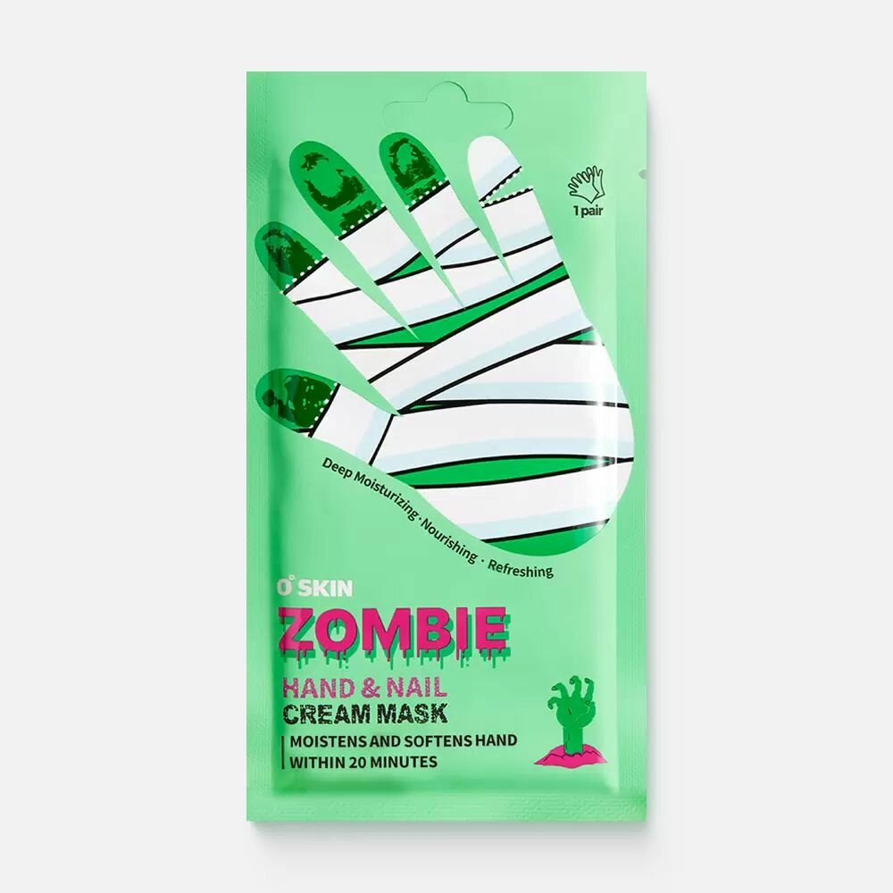 Маска-перчатки для рук кремовая Zombie Hand&Nail Mask, 14 гр