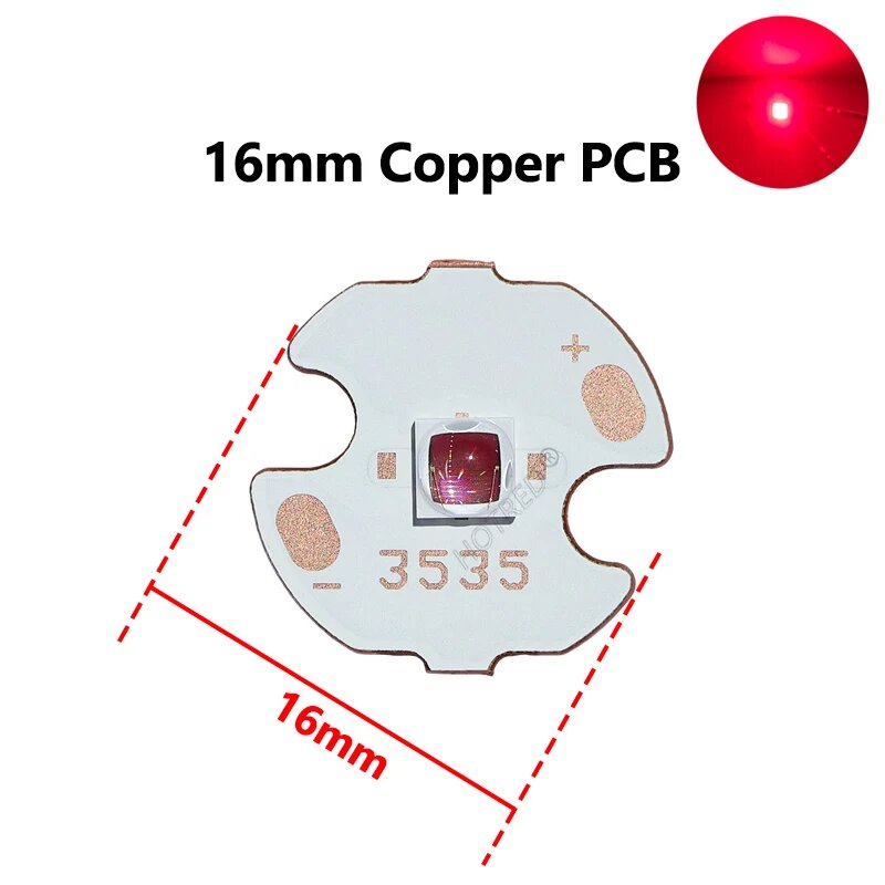 LED-чипы для растений HotRed 660 нм 5Вт/10Вт 10W 3737-16mm Copper, Deep Red660nm X 1pcs