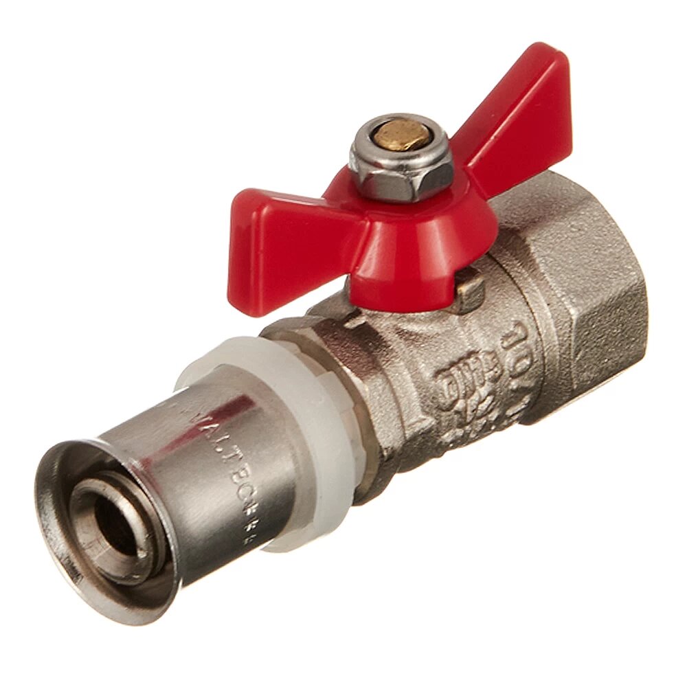 Кран шаровой латунный Valtec 16(пресс) x 1/2 ВР(г) для металлопластиковых труб бабочка прямой (VT.242. N.1604) Valtec VT.242. N.1604