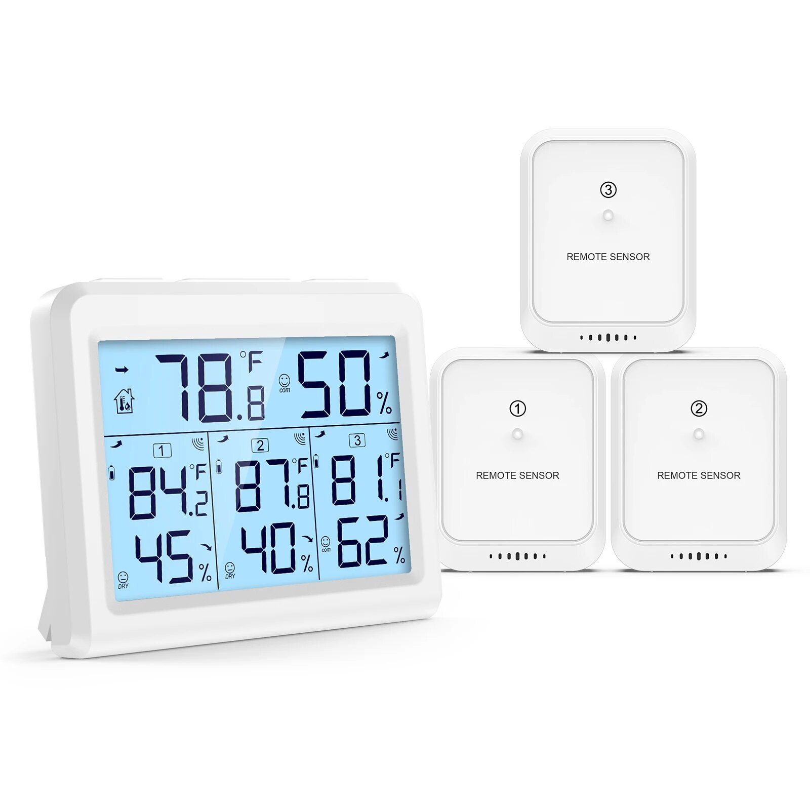 Беспроводной термогигрометр ORIA, 3 датчика, White