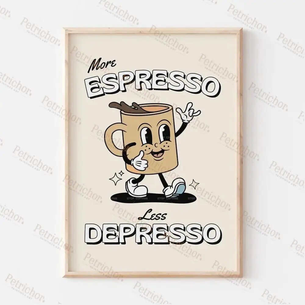 Картина на холсте "More Espresso Less Depresso" 30x40см, G1140-1