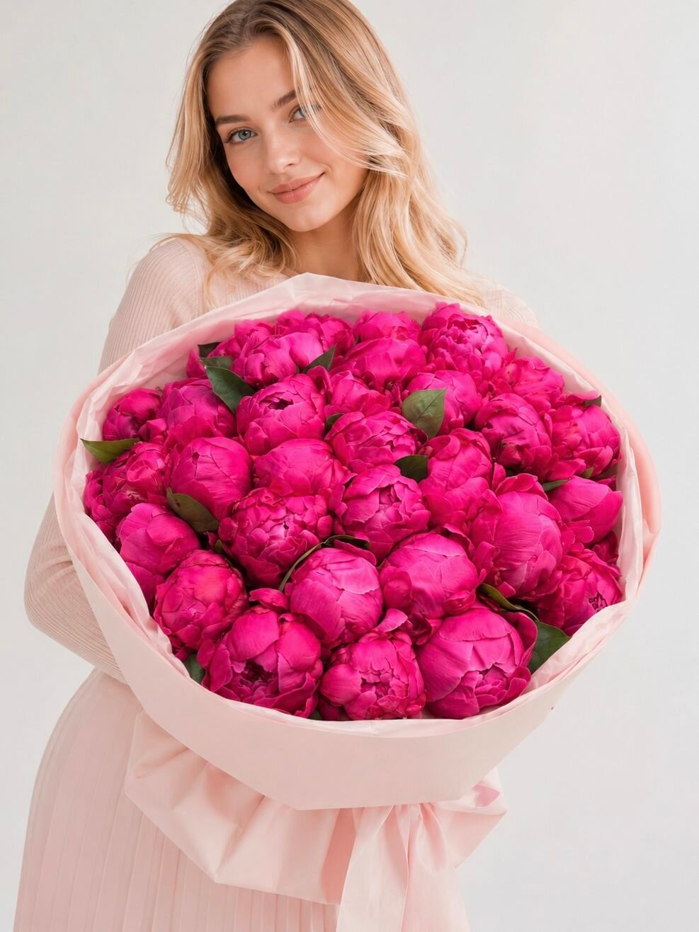 Яркие малиновые пионы 31 шт.