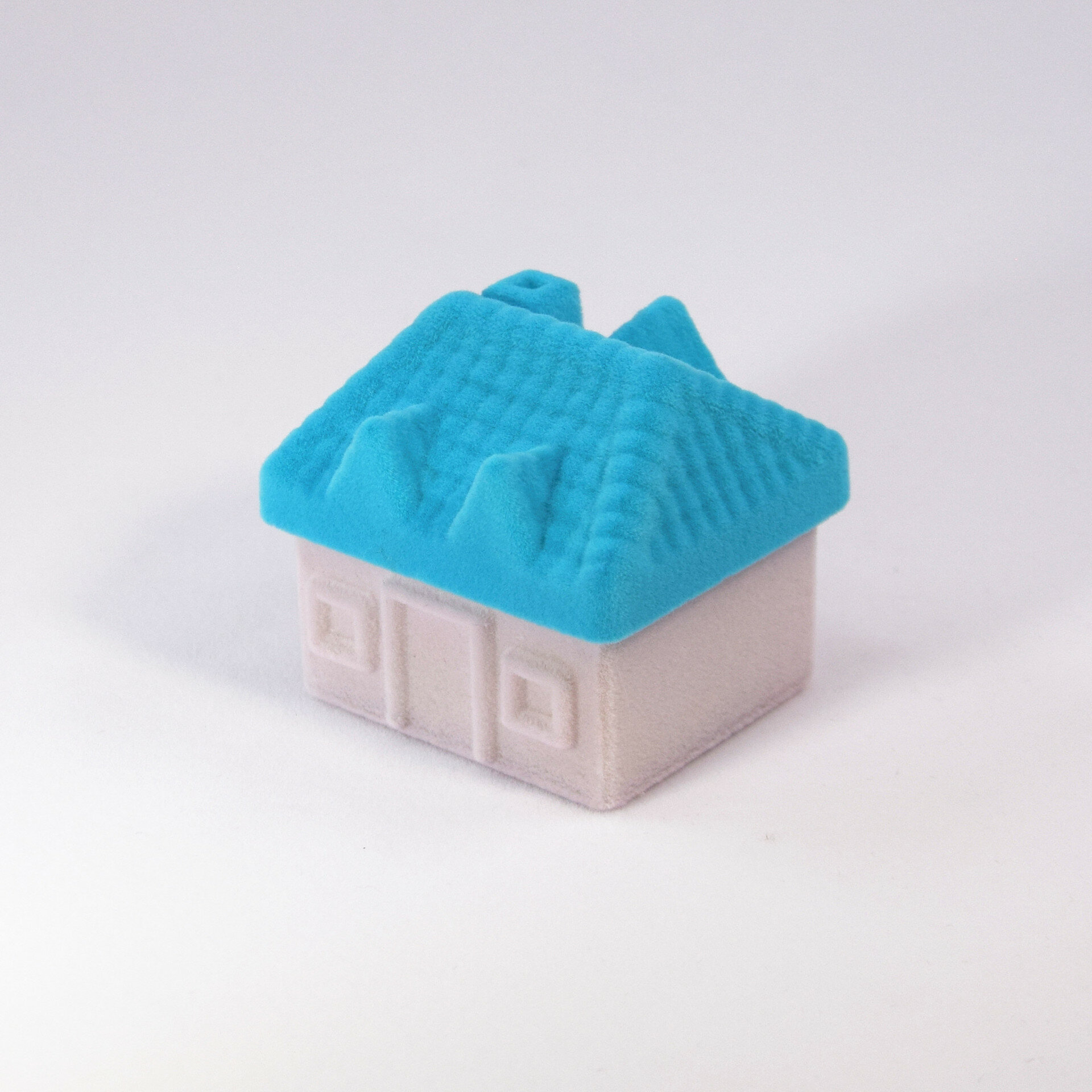 Коробочка для кольца, футляр под серьги, в виде домика, цвет голубой