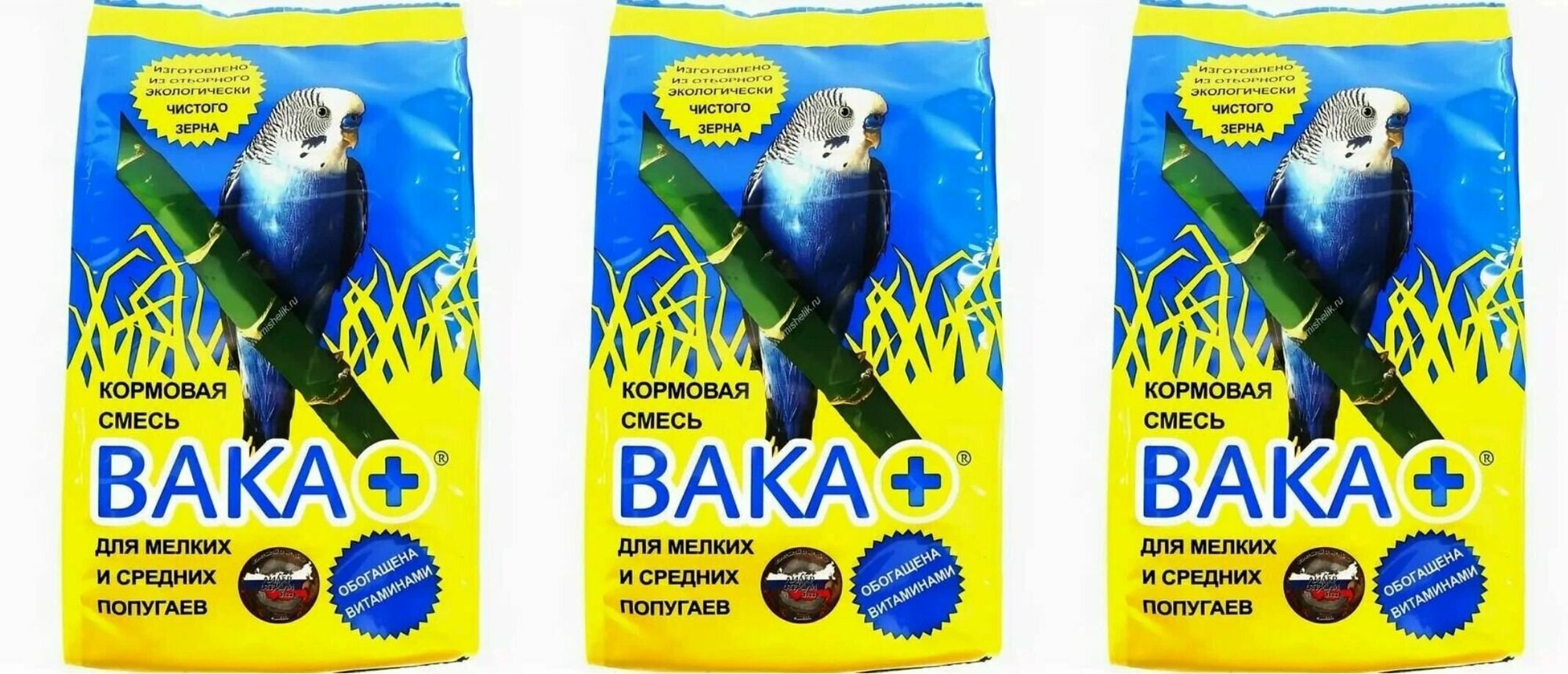 Вака Корм для мелких и средних попугаев Плюс, 500 г, 3 шт