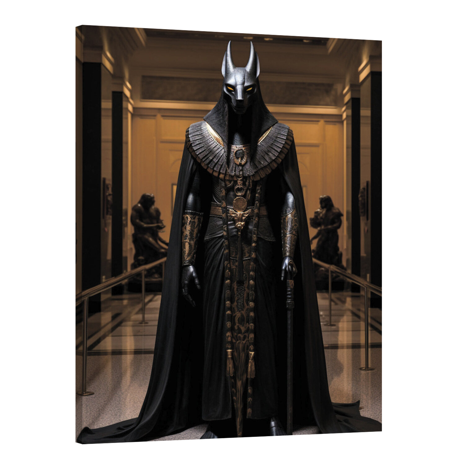 Интерьерная картина 50х70 "Анубис: покровитель путешественников душ"