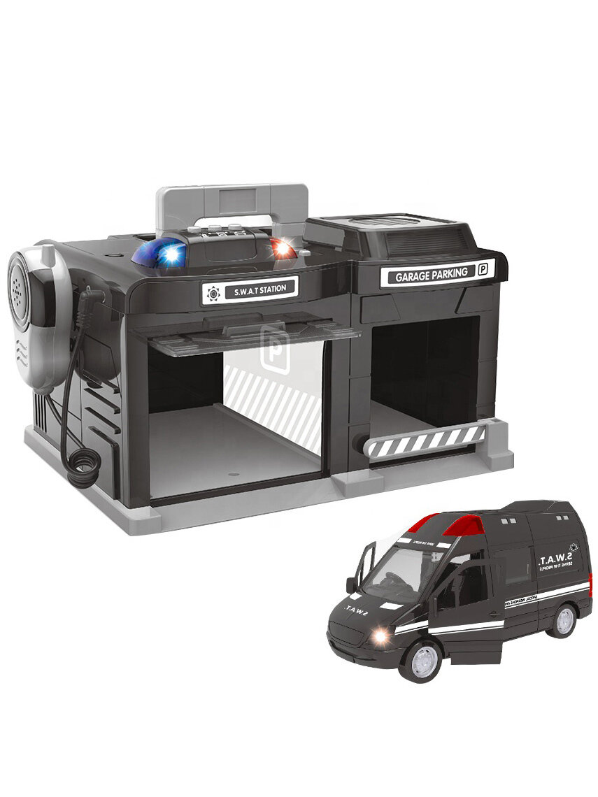 Парковка "Группа быстрого реагирования", развивающая, пластик, для детей, черная