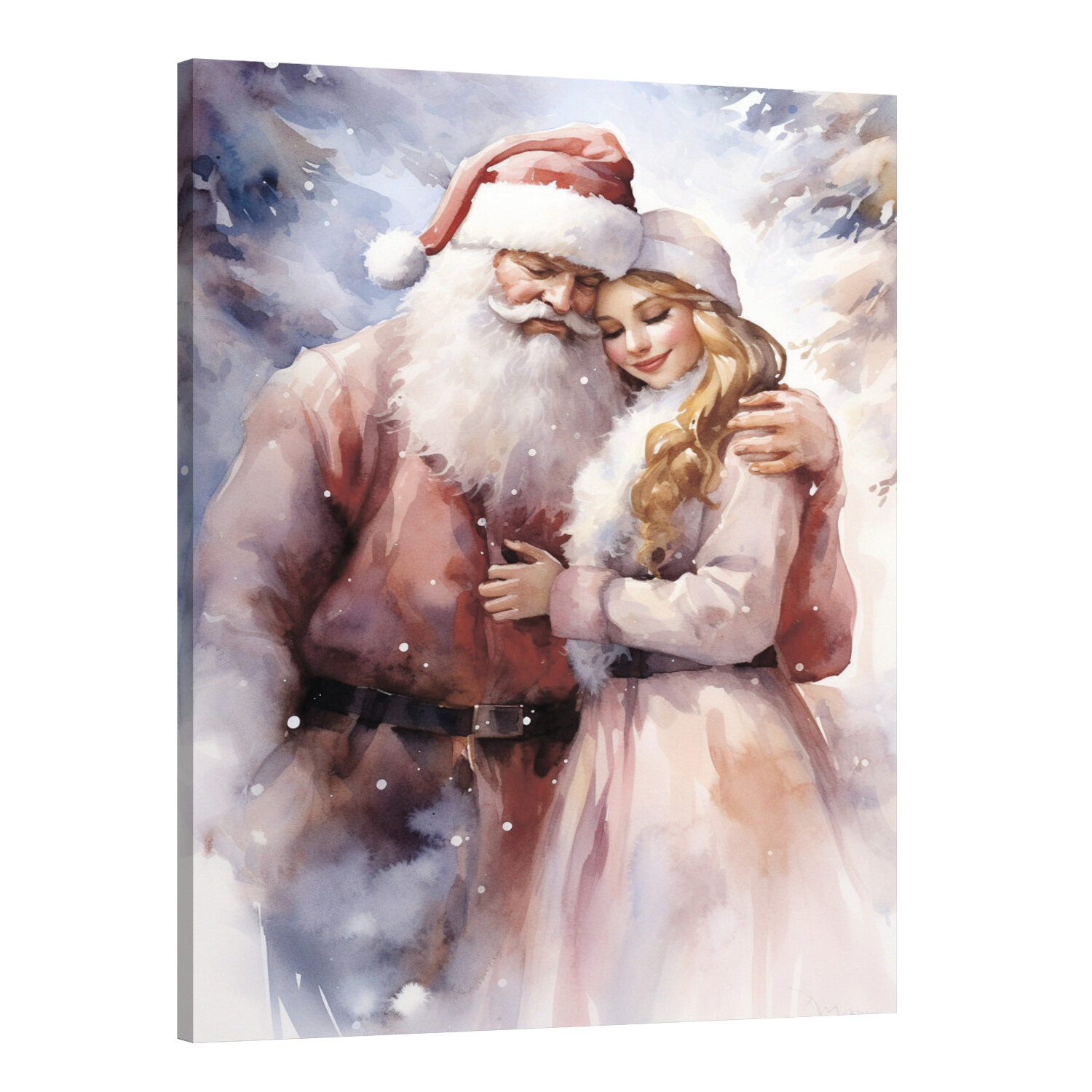 Интерьерная картина 50х70 "Дед Мороз и Снегурочка: волшебный дуэт"