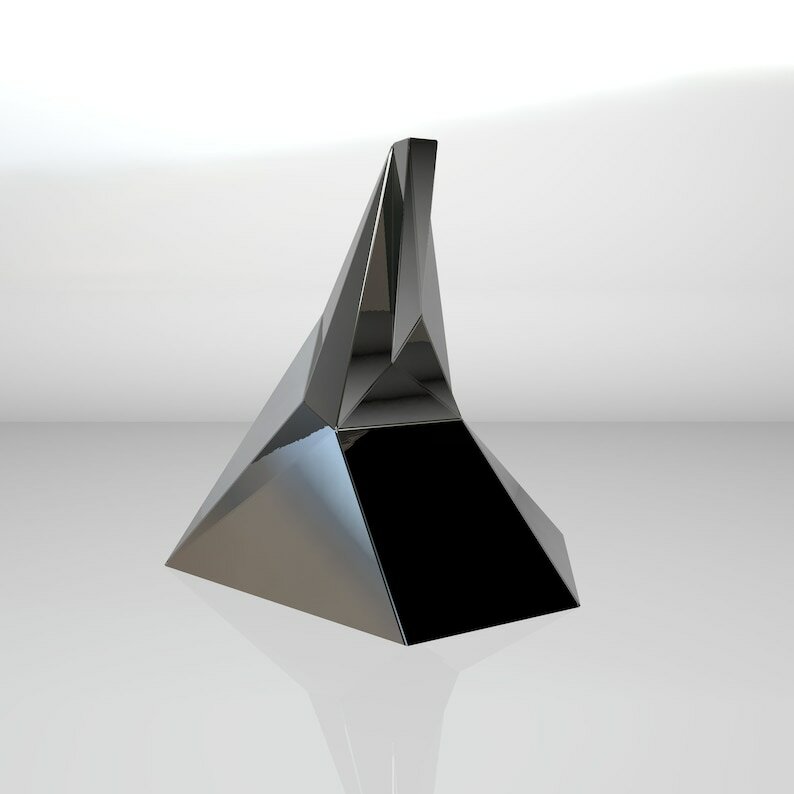 Полигональная фигура Плавник акулы, геометрический полигональный металлический декор интерьера