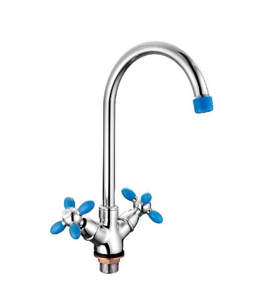 A4582M Смеситель для кухни ACCOONA высокий с гайкой хром/синий (10)