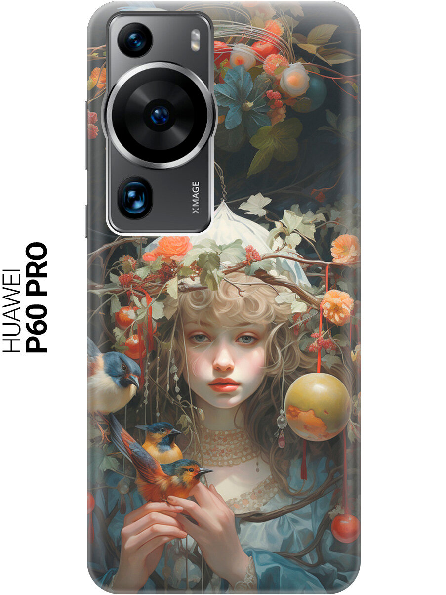 Силиконовый чехол на Huawei P60 Pro / Хуавей П60 Про с рисунком "Бестия окаянная"