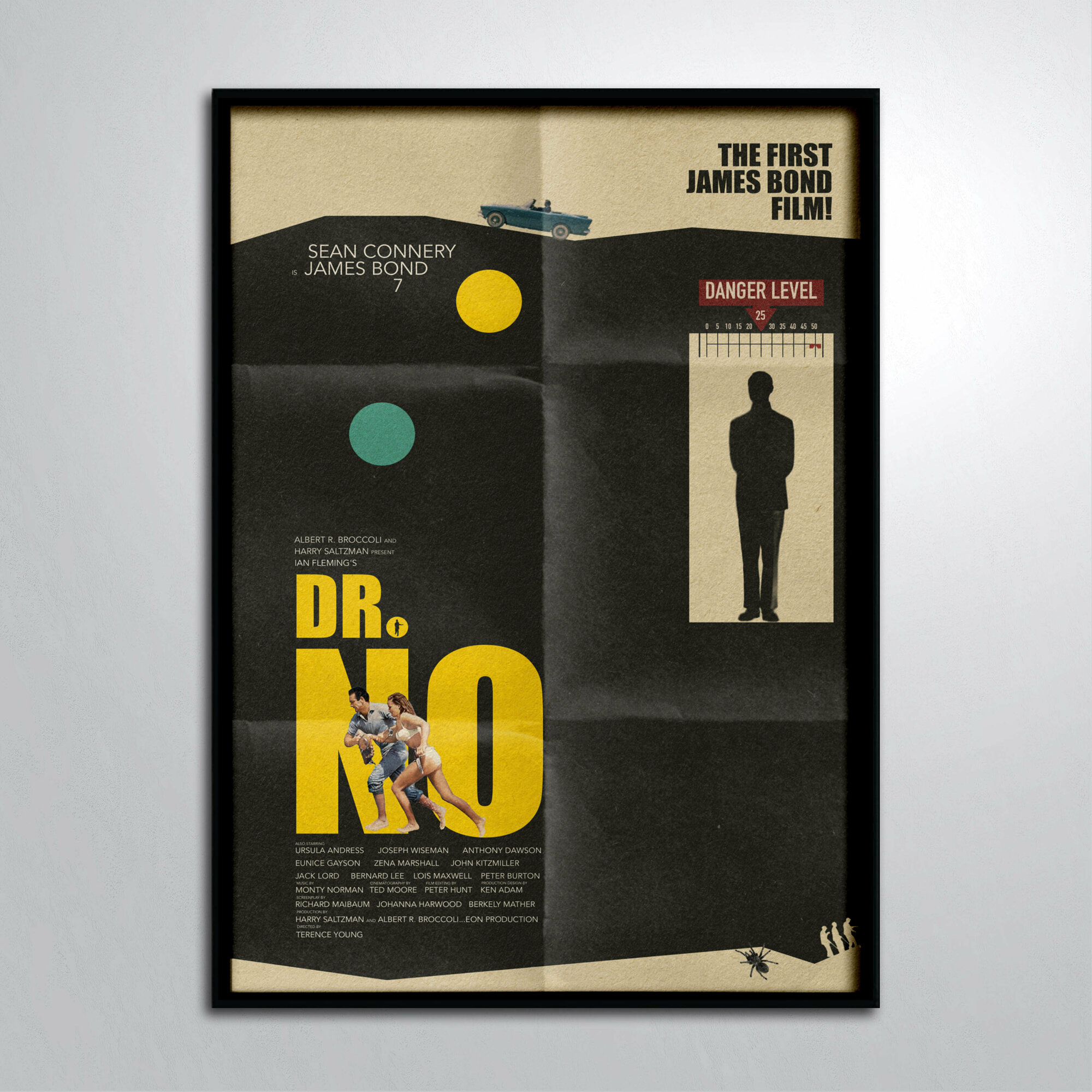 Постер без рамы/Винтажный плакат/007 Джеимс Бонд Доктор Ноу (1962) Шон Коннери Бумага Dr. No (А2/420х594)