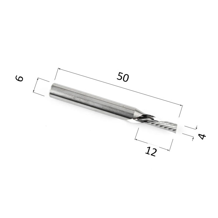 Фреза DJTOL A1LXD6412 спиральная однозаходная стружка вниз (по акрилу (оргстеклу), дереву, композиту (АКП))
