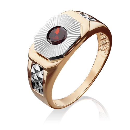 Кольцо, комбинированное золото, 585 проба, гранат