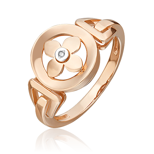 Кольцо, комбинированное золото, 585 проба, бриллиант