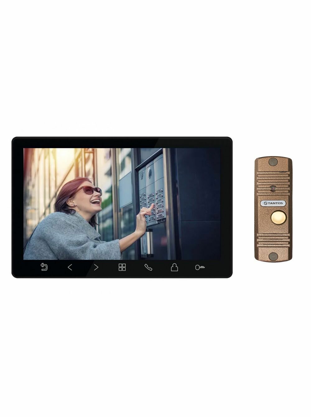 Комплект видеодомофона Tantos Prime HD SE (черный) и Walle HD (медь)