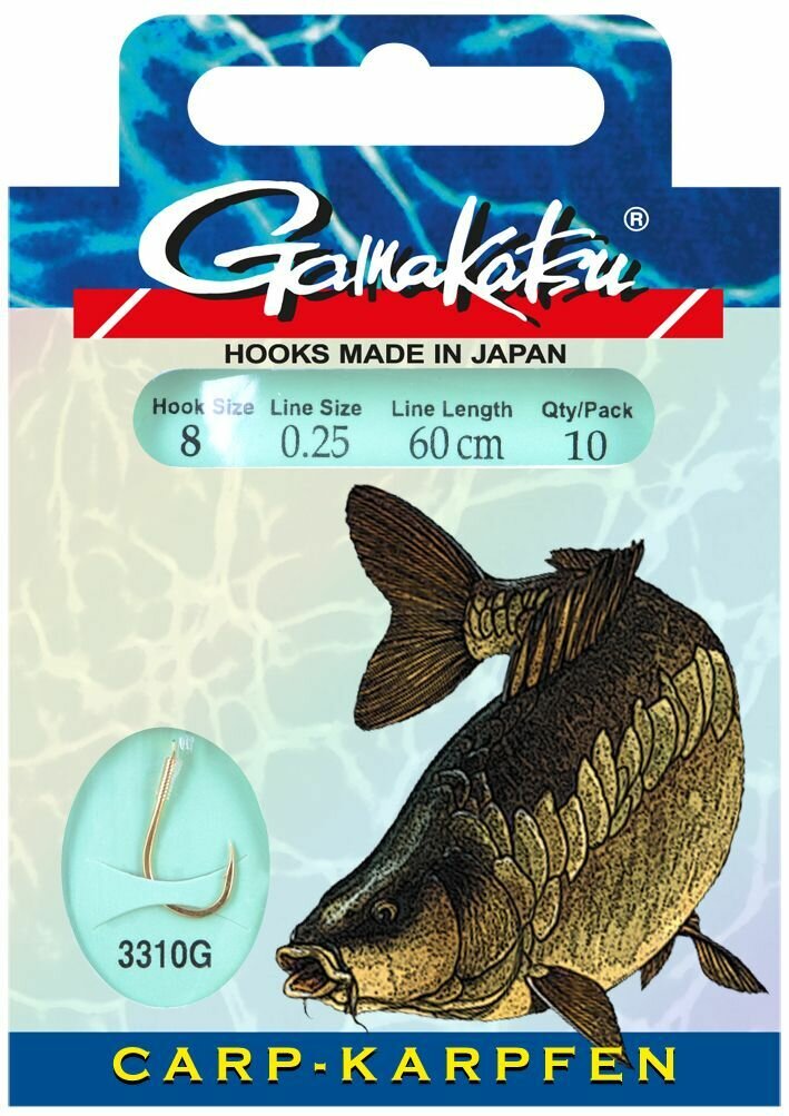Крючок Gamakatsu Hook BKS-3310G Carp 60cm №10 d0.20