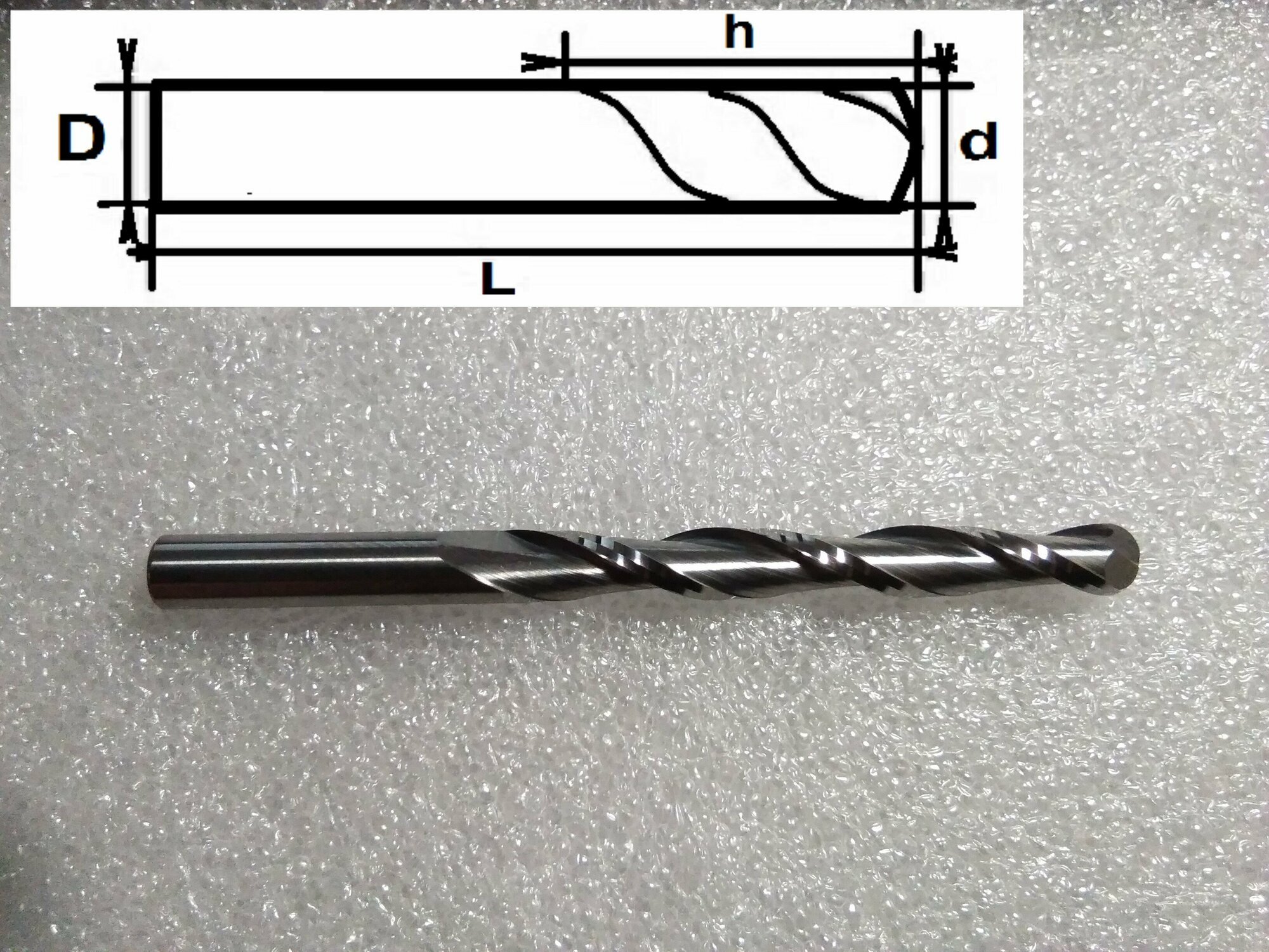 Спиральная двухзаходная сферическая (для 3D) SLQ652, d-6/ h-52/ D-6/ L-80. X series для чпу станка