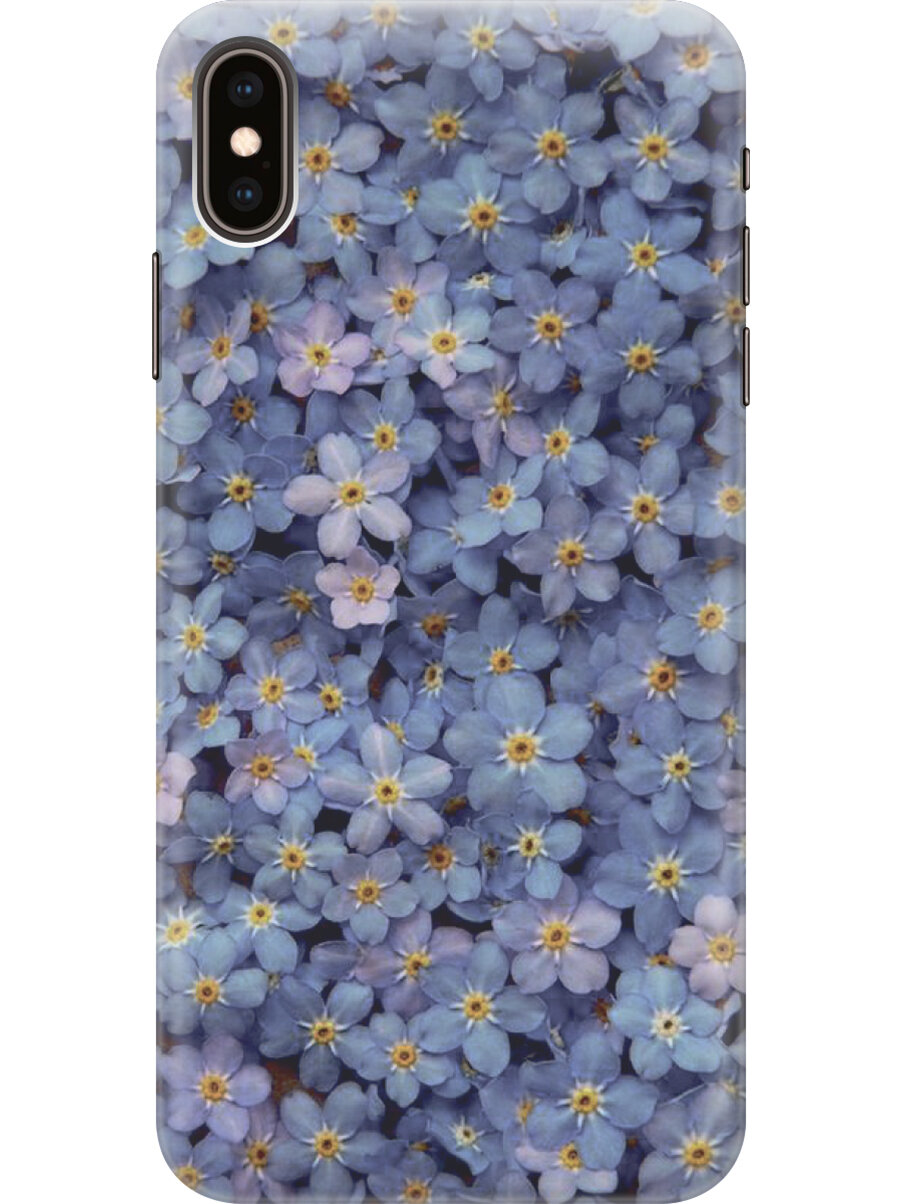 Силиконовый чехол на Apple iPhone XS Max / Эпл Айфон Икс Эс Макс с рисунком "Голубые фиалки"