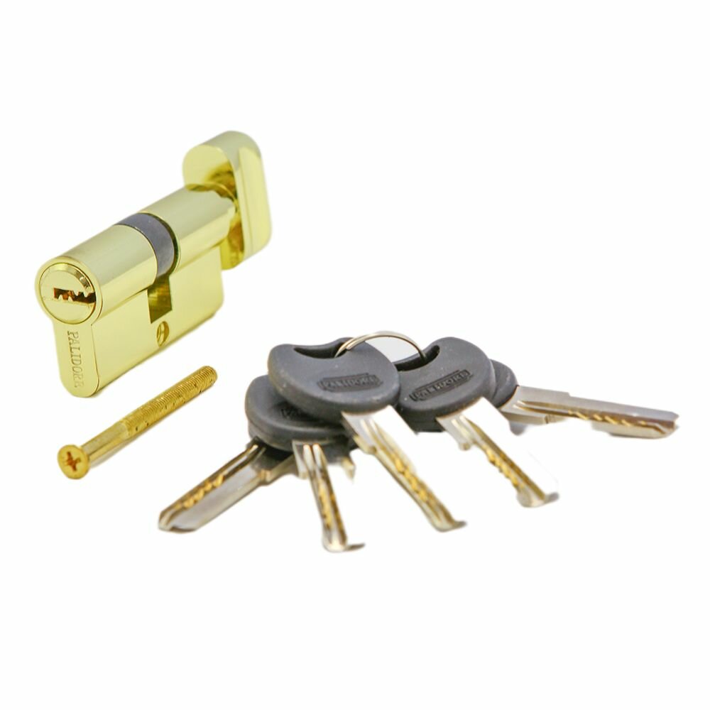 Цилиндр для замка Palidore 30х30 мм ключ-завертка золото