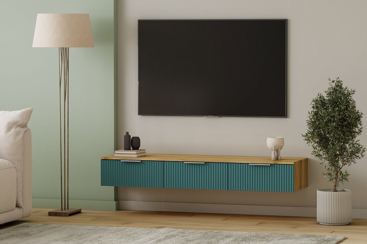 Тумба под МебельЛэнд24 ТВ Салерно 3 Аквамарин 148x42x22 синий
