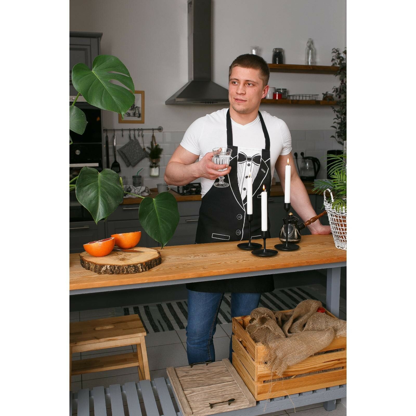 Фартук кухонный Доляна "Джентльмен" размер 60 × 70 см, 100% хлопок