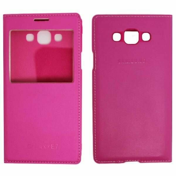 Чехол-книжка S View Cover с креплением для Samsung Galaxy E7, розовый