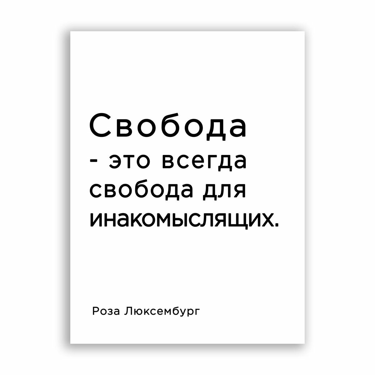 Мотивационный плакат на бумаге / Роза Люксембург: Свобода / Размер 40 x 53 см